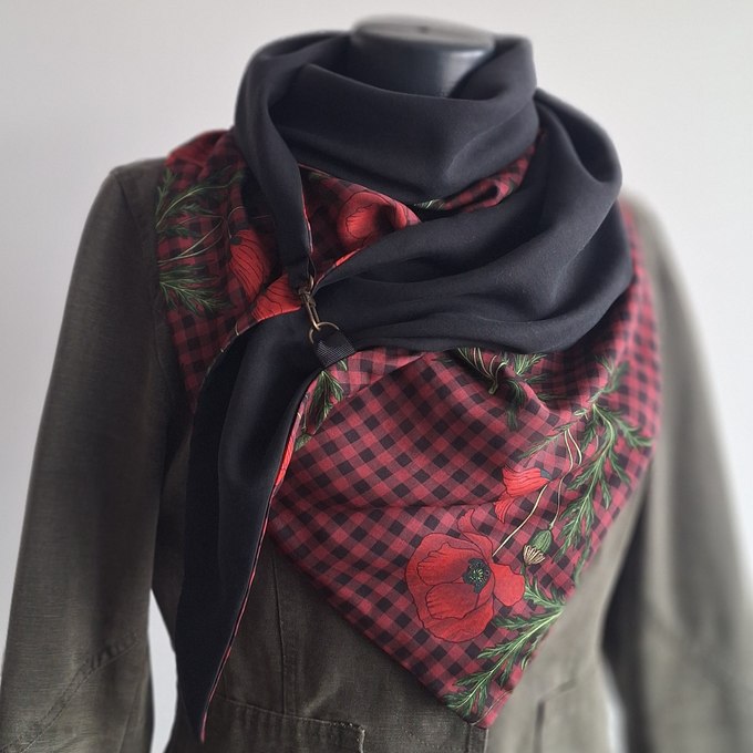 Velika marama sa dva lica karo-ruže