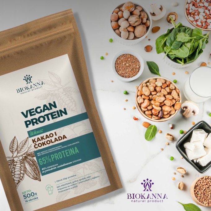 Biokanna vegan protein, kakao-čokolada, 500gr