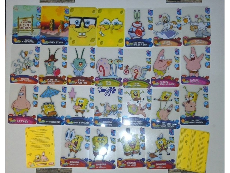 Sunđer Bob Lamincards edibas 27 različitih kartica