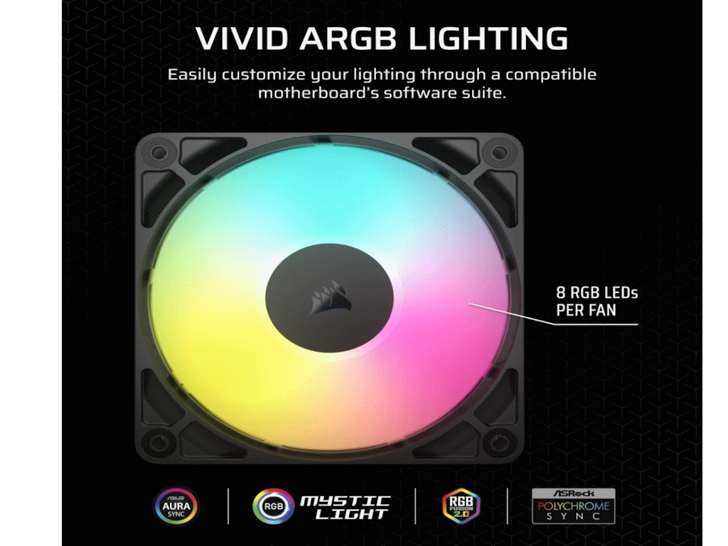 Ventilator CORSAIR RS120/120mm/ARGB/single pack/crna