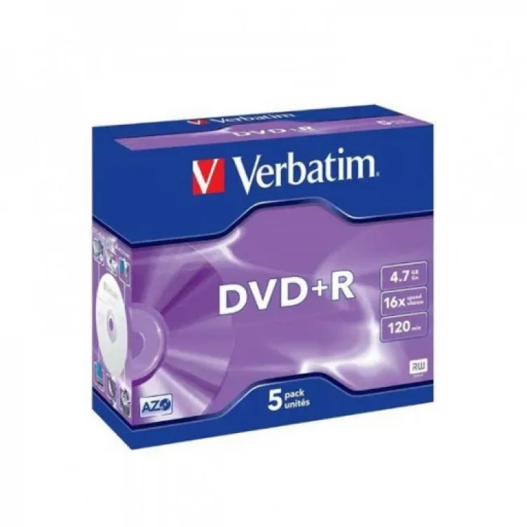 VERBATIM DVD+R 4.7GB 16X 43497 JAWEL CASE AZO MATT SILVER 1/5