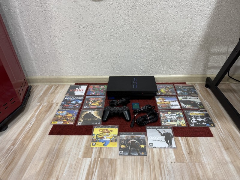 Sony PS2 FAT softmod konzola (15 igrica, džojstik..) ✅