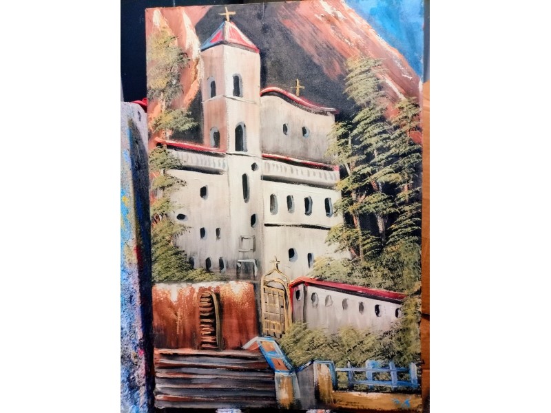 Manastir Ostrog 70x50cm ulje na platnu