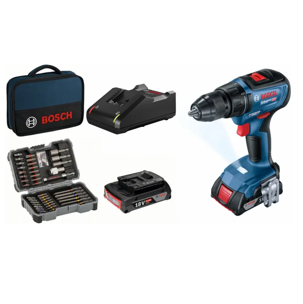 BOSCH Akumulatorska bušilica-odvijač GSR 18V-50+set od 43 delova