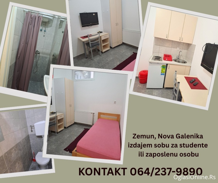 Zemun, Nova Galenika, izdajem sobu za studenta ili zaposlenu osobu., 12 m², Beograd (Zemun)