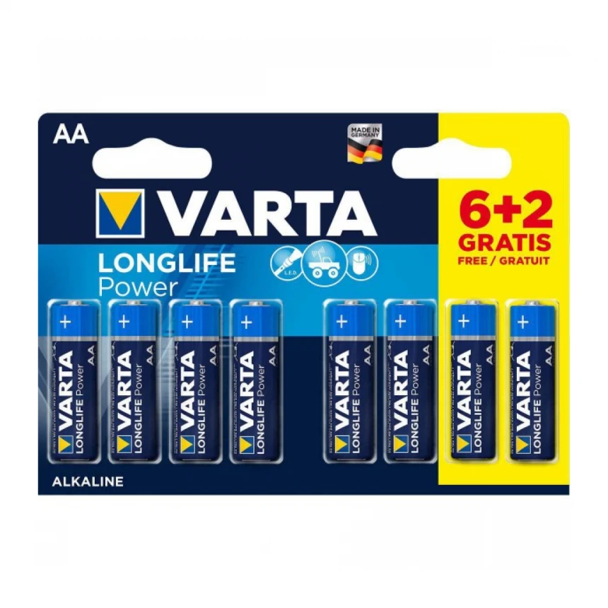 VARTA-4906SO AA 1.5V LR6 MN1500, PAK8 CK, ALKALNE baterije LONGLIFE POWER