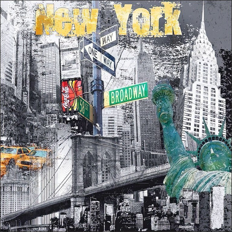 NY Broadway, uramljena slika 50x50cm
