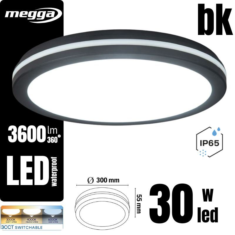 MEGGA, BK PLAFONJERA WASSER 30W 3CCT IP 65, 014249