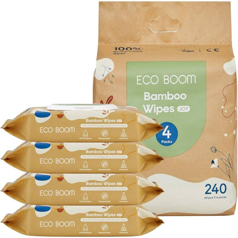 Eco boom vlažne maramice od bambusa 4*60 kom