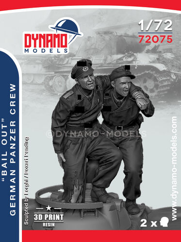 NEW! Dynamo-Models 72075 Bail Out - German WWII Panzer Crew Set 1 (2 Figures / 3D-Printed)