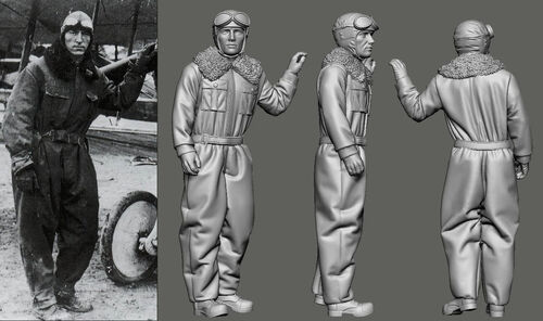 NEW! Peddinghaus-Decals 48567 US WWI Aces Part 1 - 1st Pursuit Group - Edward Rickenbacker (1 Figure / 3D-Printed)