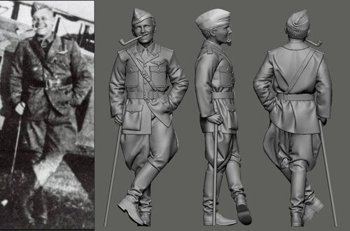 NEW! Peddinghaus-Decals 48587 US WWI Aces Part 2 - 2nd & 3rd Pursuit Group - Karl Schön (1 Figure / 3D-Printed)