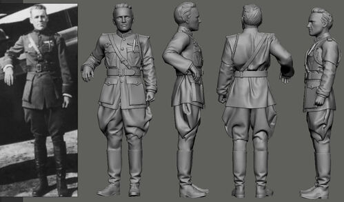 NEW! Peddinghaus-Decals 48590 US WWI Aces Part 2 - 2nd & 3rd Pursuit Group - David Putnam (1 Figure / 3D-Printed)