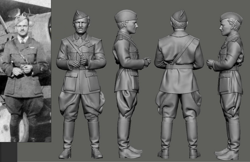 NEW! Peddinghaus-Decals 48591 US WWI Aces Part 2 - 2nd & 3rd Pursuit Group - Frank Hunter (1 Figure / 3D-Printed)