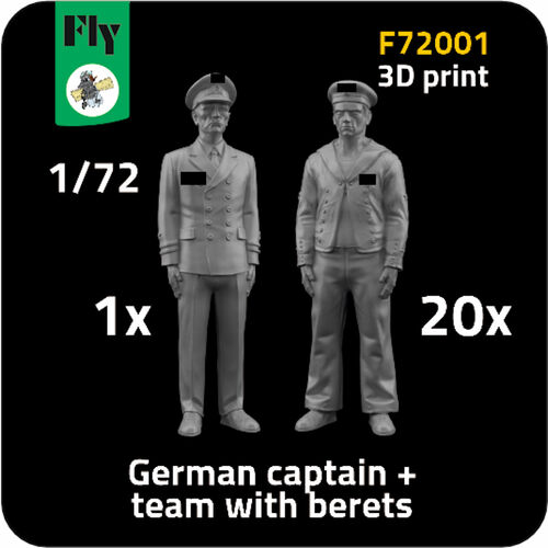 FLY F72001 German Captain + Sailor with Berets (1 + 20 Figures / 3D-Printed)