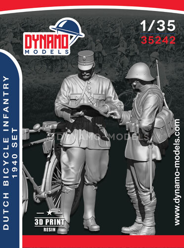 NEW! Dynamo-Models 35242 Dutch Bicycle Inantry 1940 Set (2 Figures / 3D-Printed)