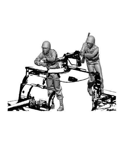 Glowel Miniatures 48014 US M4 Commander And 50 Cal Gunner (2 Figures, 3D Printed)