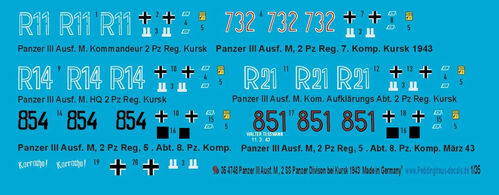 NEW! Peddinghaus-Decals 4748 Panzer III Ausf. M - 2nd SS Panzer Division (March - July 1943)