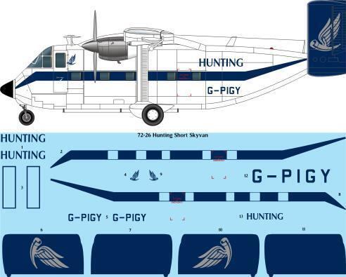 NEW! 26 Decals 7226 Short Skyvan - Hunting Laser Decal (for Airfix Kits)