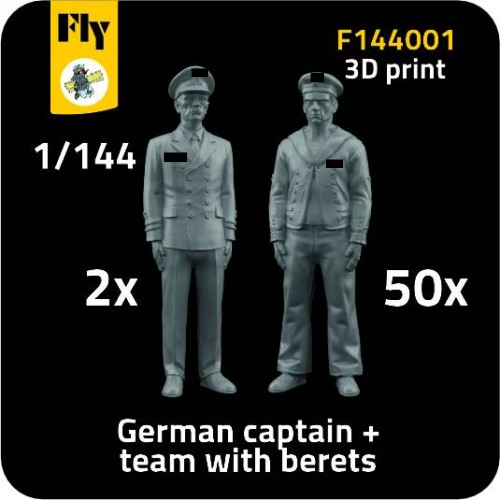 NEW! FLY F144001 German Captain + Sailor with Berets (2 + 50 Figures / 3D-Printed)