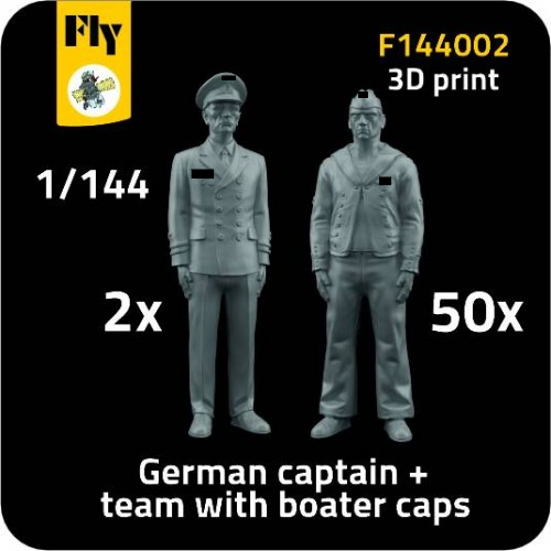 FLY F144002 German Captain + Sailor with Boater Caps (2 + 50 Figures / 3D-Printed)