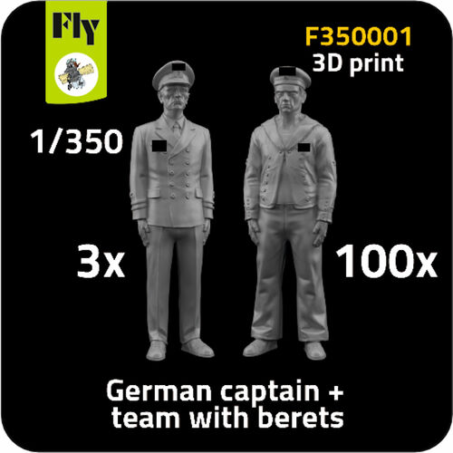 FLY F350001 German Captain + Sailor with Berets (3 + 100 Figures / 3D-Printed)