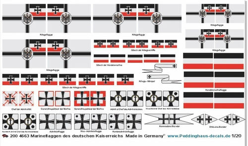 NEW! Peddinghaus-Decals 4663 Naval Flags of the German Empire