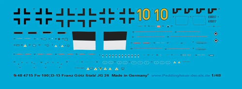 Peddinghaus-Decals 4715 Focke Wulf Fw-190 D-13 - Franz Götz Stab/ JG 26