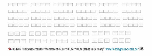 NEW! Peddinghaus-Decals 4705 Labels for Drinking Water Tank Wehrmacht (5 / 10 amd 18 L)