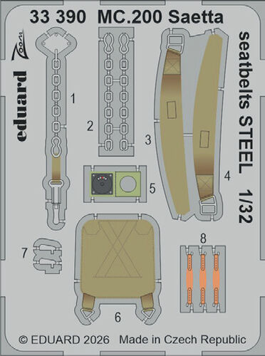 Eduard 33390 Macchi MC.200 Saetta - Steel Seatbelts (for Italeri Kits)