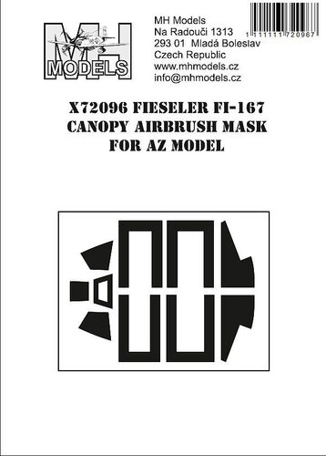 MH Models X72096 Fieseler Fi-167 Canopy Airbrush Mask For AZ model