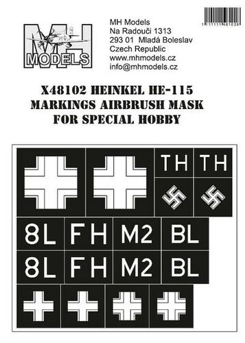 MH Models X48102 Heinkel He-115 Markings airbrush mask SPECIAL HOBBY
