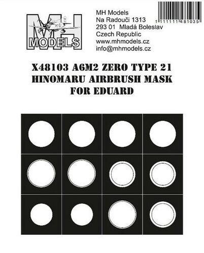 MH Models X48103 A6M2 Zero Type21 Hinomaru airbrush mask EDUARD