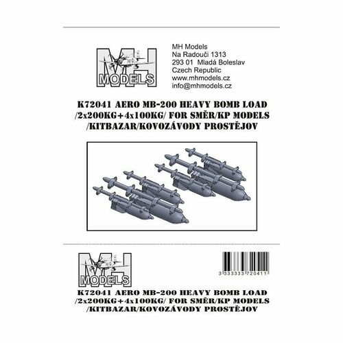 MH Models K72041 Aero MB-200 heavy bomb load (2x 200kg + 4x 100kg)