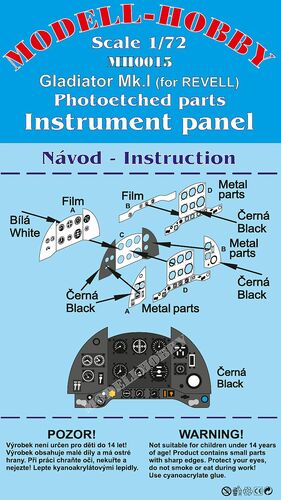 MH Models K72915 Gloster Gladiator Photoetched parts instrument panel for Airfix / Ex Modell-Hobby