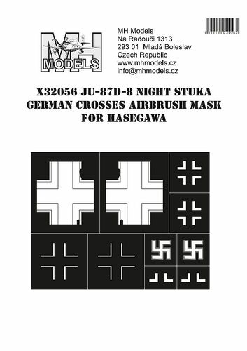 MH Models X32056 Ju-87D-8 Night Stuka German Crosses - Airbrush Mask For Hasegawa