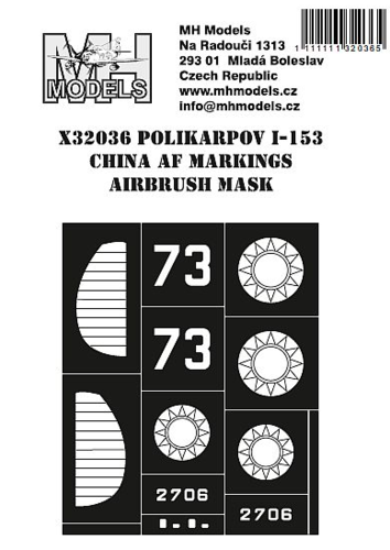MH Models X32036 Polikarpov I-153 Chines AF Markings airbrush mask