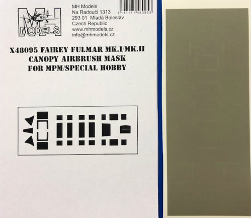 MH Models X48095 Fairey Fulmar Mk.I/Mk.II Canopy airbrush mask