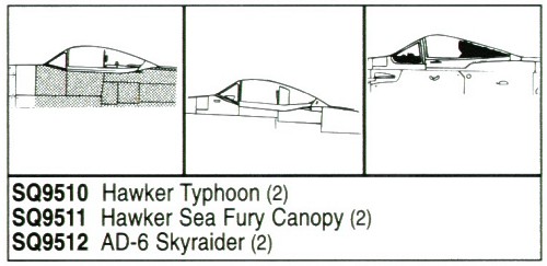 Squadron 9511 Hawker Sea Fury FB.11 - canopy 2 pcs (designed to be used with Hobbycraft kits)
