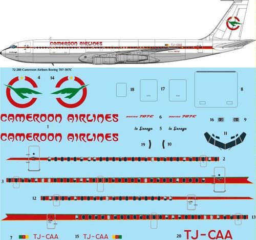 26 Decals 72280 Boeing 707-3H7C - Cameroon Airlines (Laser Decal)