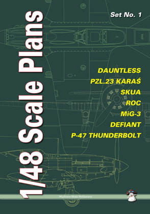 MMP Books SC01 Scale Plans - Dauntless, PZL.23 Karaś, Skua, Roc, MiG-3, Defiant, P-47 Thunderbolt