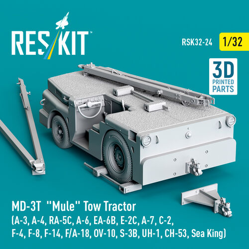 RES/KIT K32-0024 MD-3T 'Mule' Tow Tractor (A-3, A-4, RA-5C, A-6, EA-6B, E-2C, A-7, C-2, F-4, F-8, F-14, F/A-18, OV-10, S-3B, UH-1, CH-53, Sea King) (3D Printed Model Kit)