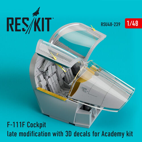 RES/KIT U48-0239 F-111F Cockpit Late Modification With 3D Decals For Academy Kit