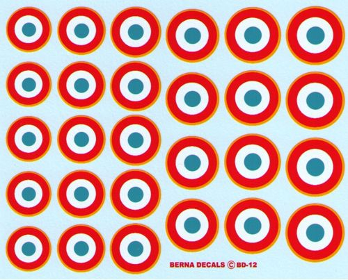 Berna Decals 012 French National Insignia/Roundels Armee de l'air 1943-82