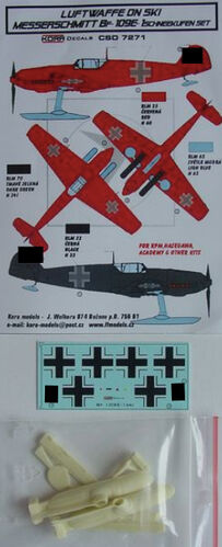 Kora Models CSD7271 Messerschmitt Bf-109 E-1 Schneekufen set Luftwaffe on ski
