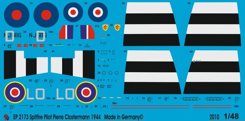 Peddinghaus-Decals 2173 Spitfire Pilot Pierre Clostermann 1944
