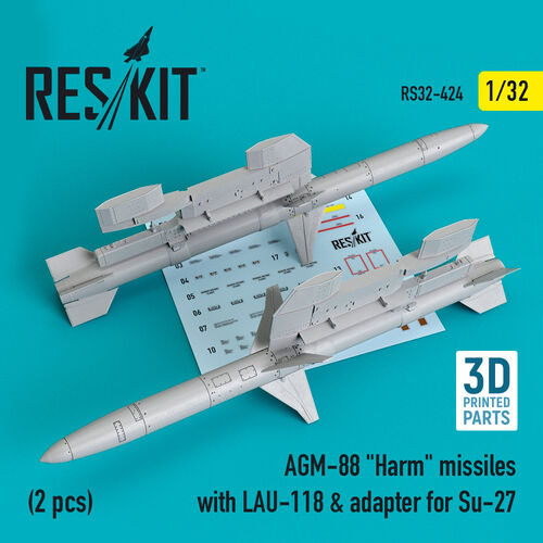DISCONTINUED RES/KIT 32-0424 AGM-88 Harm Missiles With LAU-118 And Adapter For Su-27 (2 pcs)
