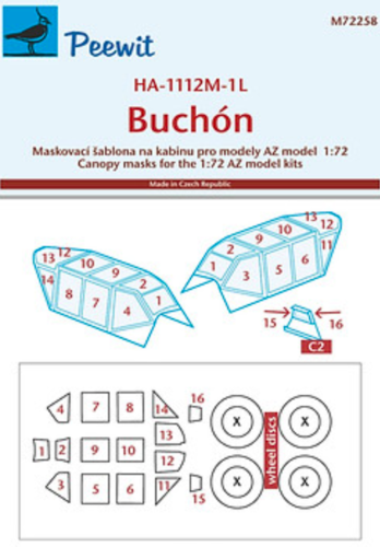 Peewit 72258 Canopy mask for HA-1112M-1L Buchon AZ model