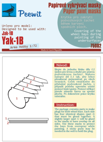Peewit 75002 Wheel Bay Masks - Yak-1B Arma Hobby
