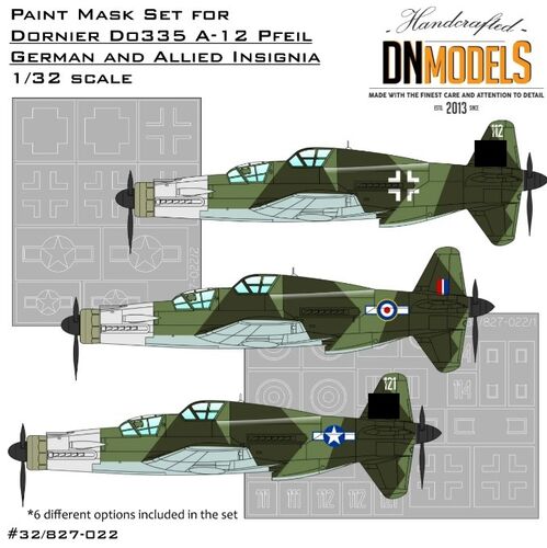 DN Models 32-827-022 Dornier Do-335 A-12 German And Allied Insignia Paint Mask Set